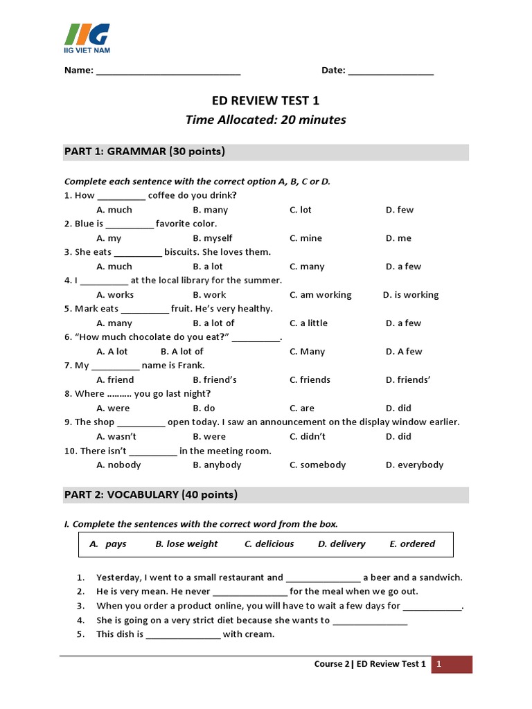 ED Review Test 1 | PDF | Meal | Diet (Nutrition)