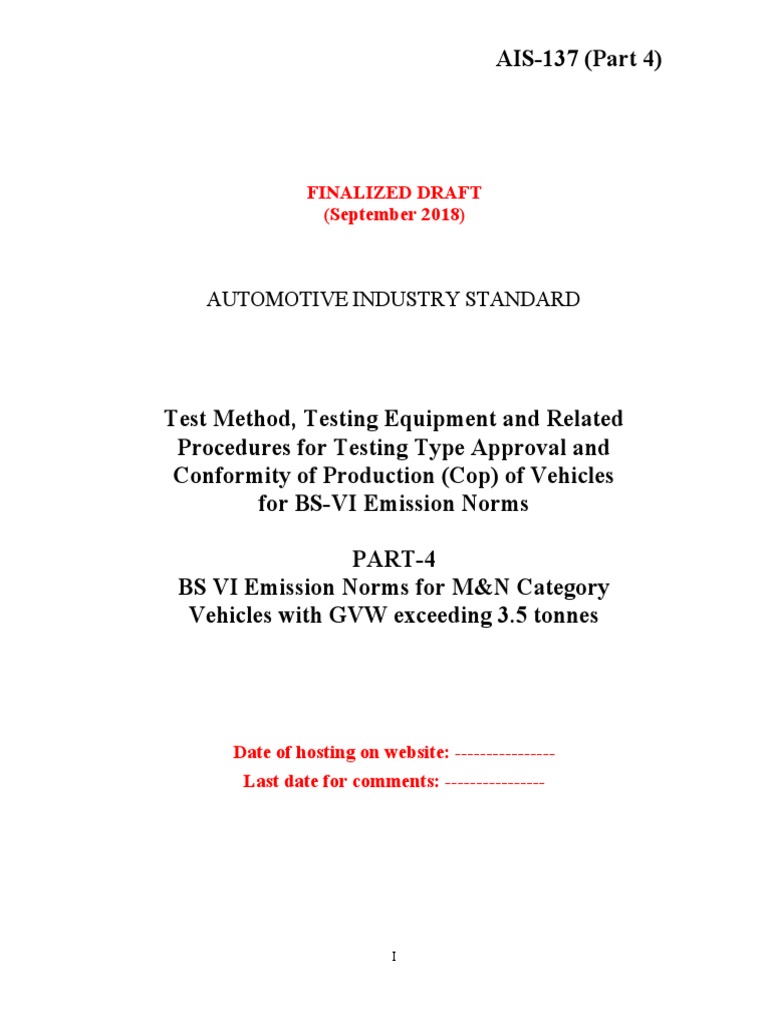 Ais 137 (Part - 4) Bs Vi | PDF | Exhaust Gas | Engines