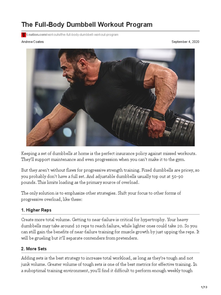 The Full-Body Dumbbell Workout Program | PDF | Musculoskeletal System ...