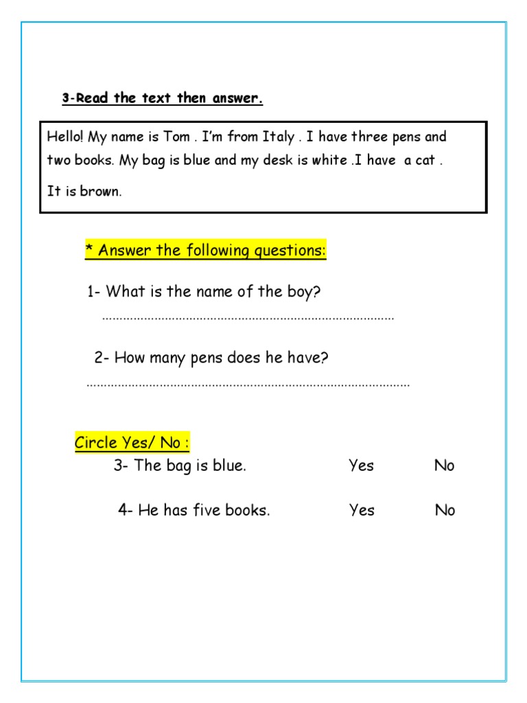 Read text & answer questions | PDF