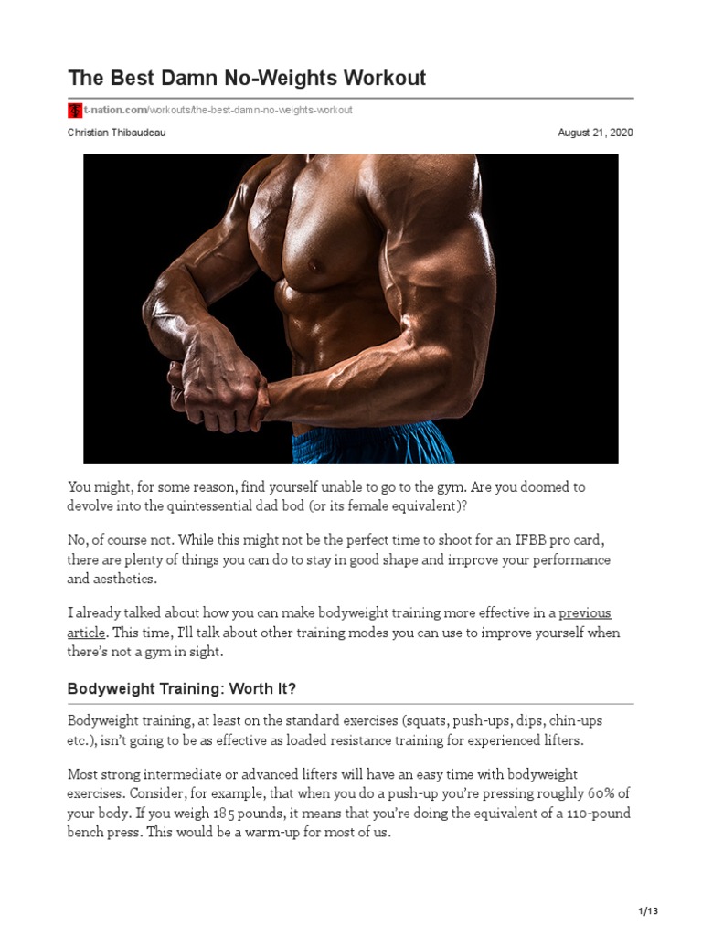Effective No-Weights Workout Guide | PDF | Strength Training | Physical ...