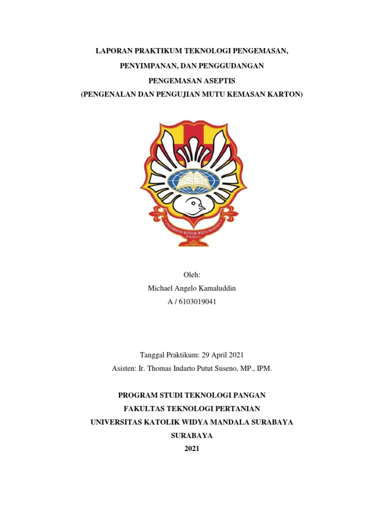 A - Michael Angelo Kamaluddin - 19041 - Laporan Pengemasan Aseptis | PDF
