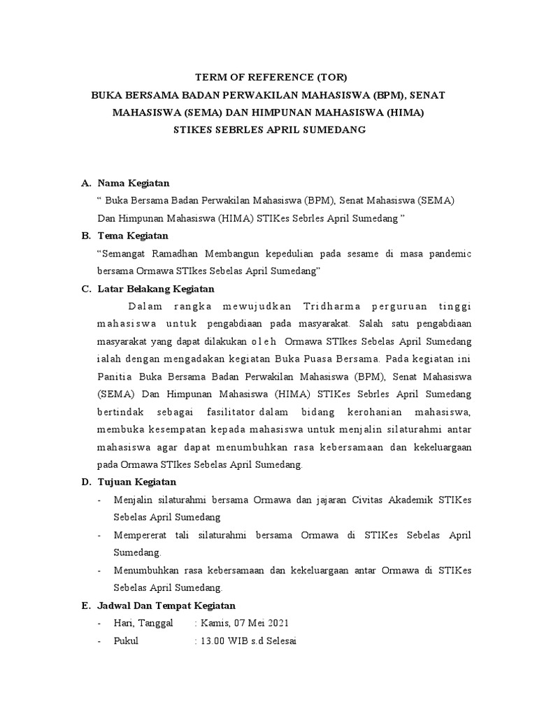 Term of Reference (Tor) | PDF