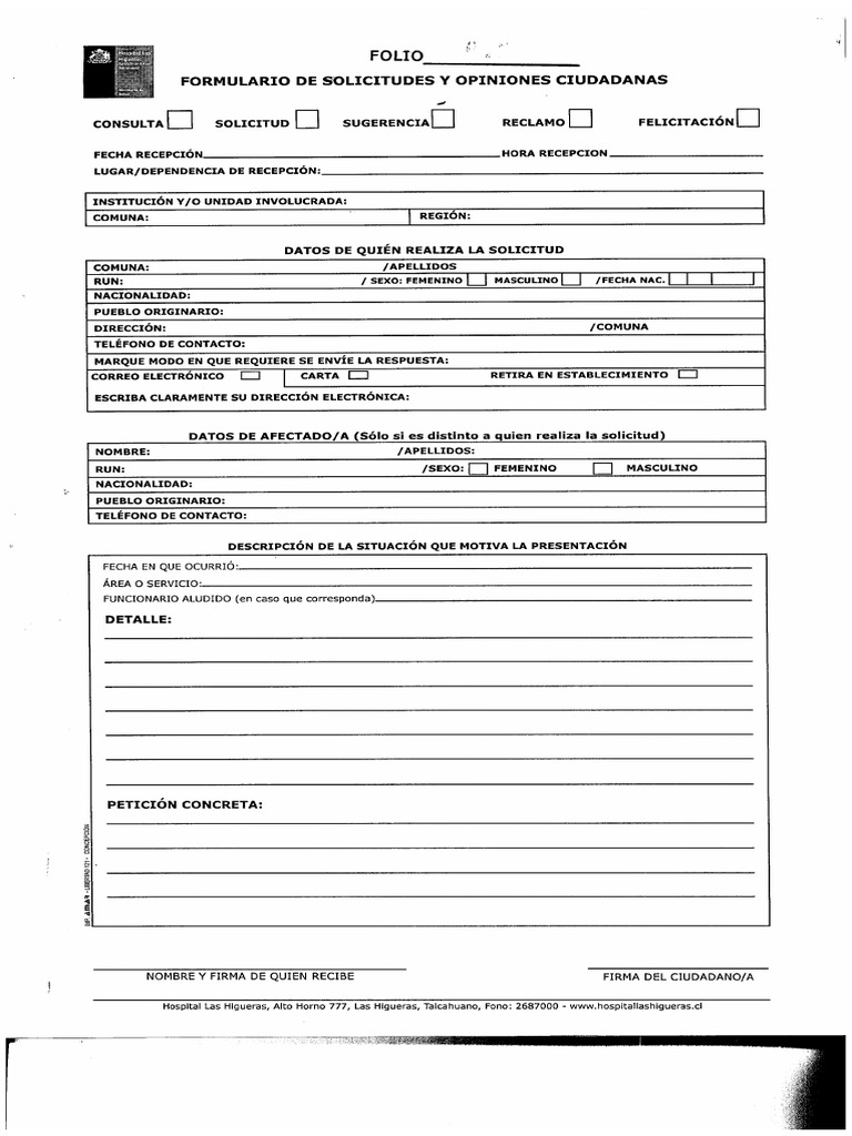 Formulario OIRS | PDF