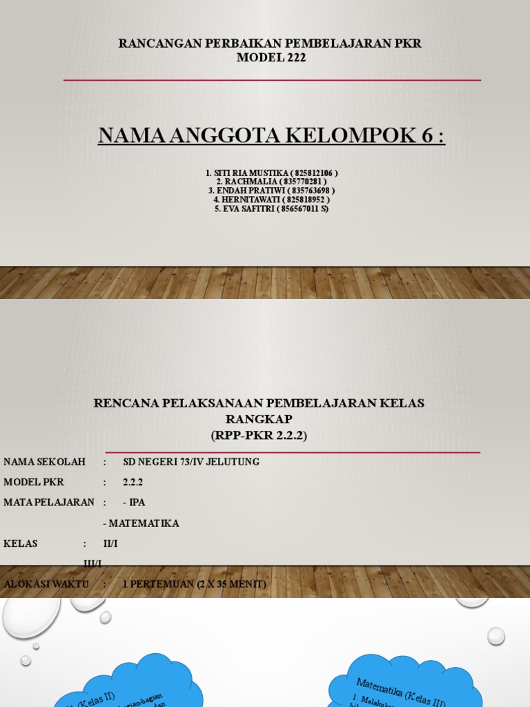 RPP Pembelajaran PKR Model 222 SD | PDF
