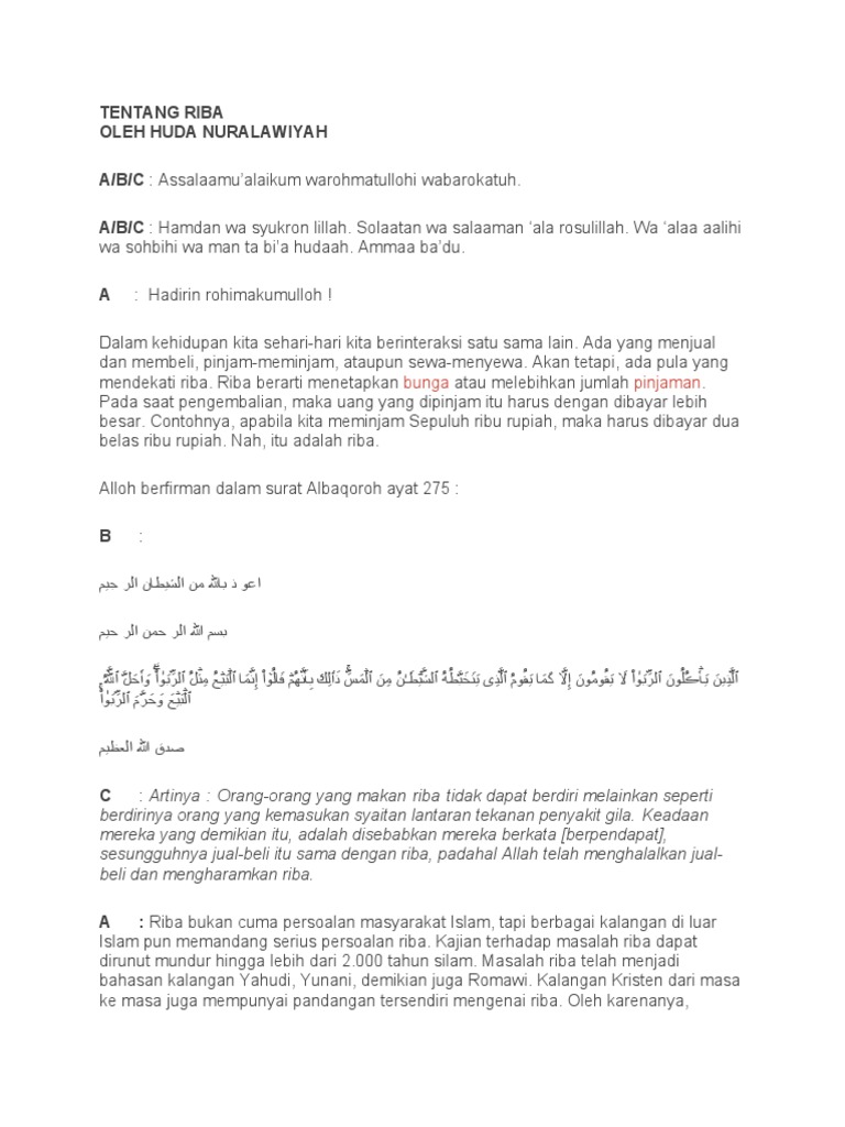 Pidato 4 TENTANG RIBA | PDF