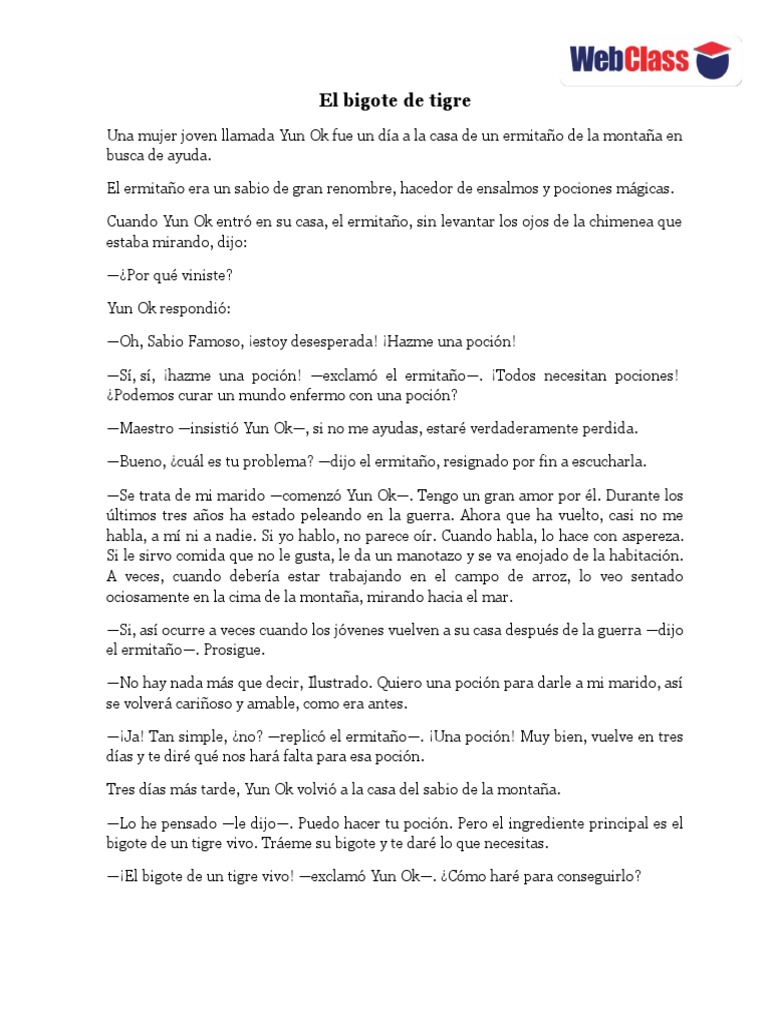 29 Apoyo Cuento El Bigote De Tigre Pdf