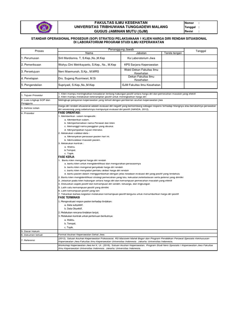 Sop SP 1 Harga Diri Rendah Situasional | PDF