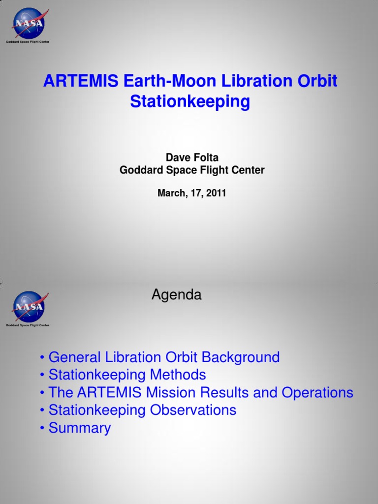 ARTEMIS Earth-Moon Libration Orbit Stationkeeping: Dave Folta Goddard ...