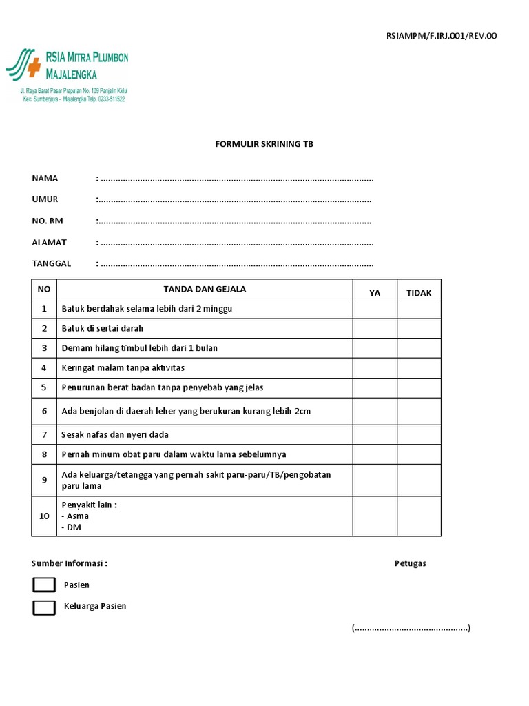Form Skrining Pasien TB | PDF