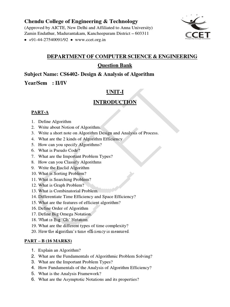 Chendu College of Engineering & Technology | PDF | Algorithms | Dynamic ...