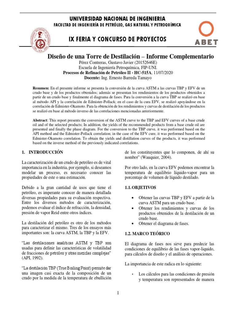 Curvas TBP y EFV en Destilación de Petróleo | PDF | Petróleo | Física