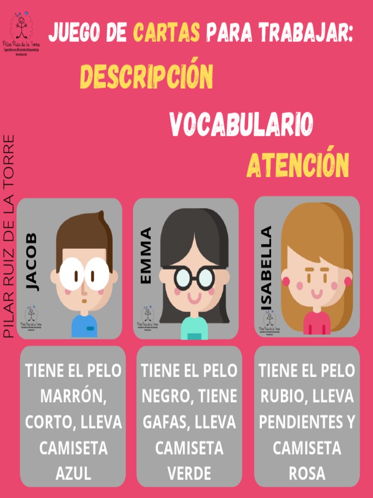 Juego Tarjetas Descripcion y Vocabulario | PDF