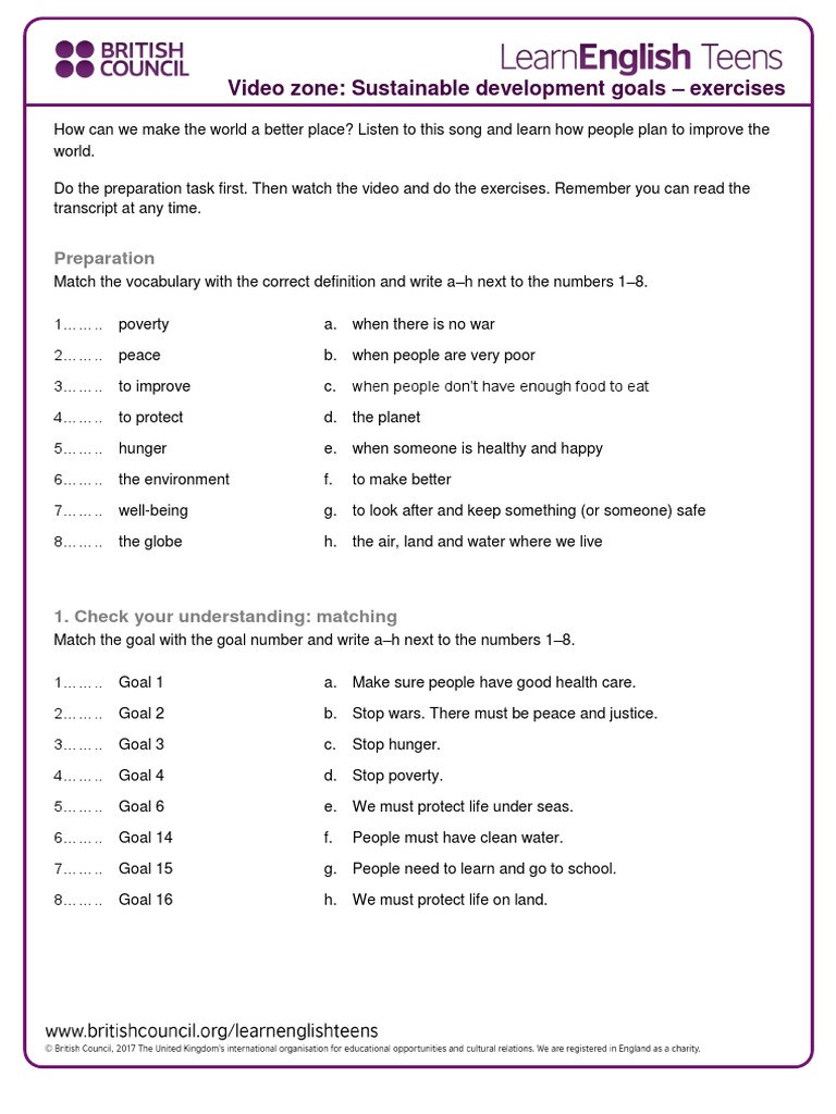 Sustainable Development Goals - Exercises | PDF