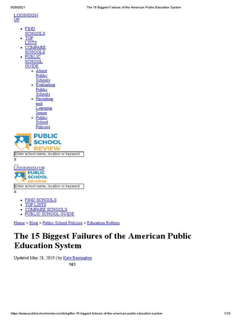 The 15 Biggest Failures of The American Public Education System | PDF ...