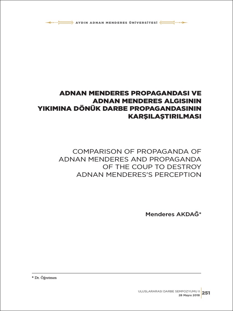 Adnan Menderes Propagandasi Ve Adnan Men | PDF