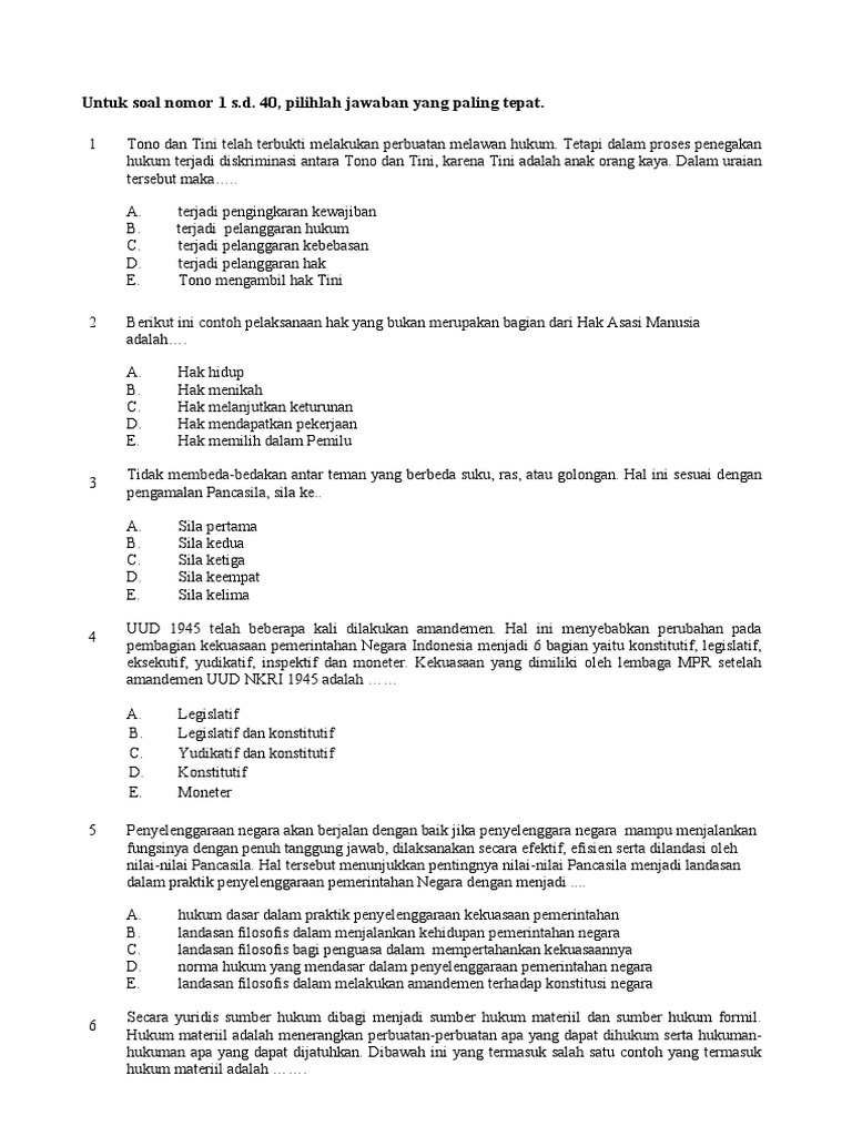 Soal Us PKN SMK | PDF