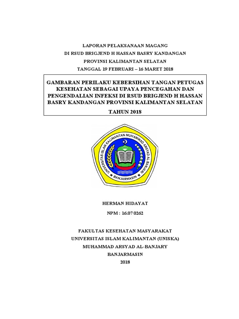 Cover Laporan Magang Uniska Di RS | PDF