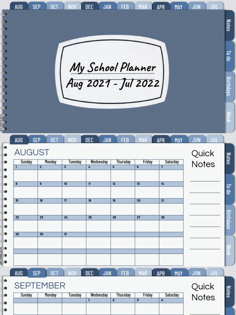 School Planner 2021-2022 SlidesMania | PDF