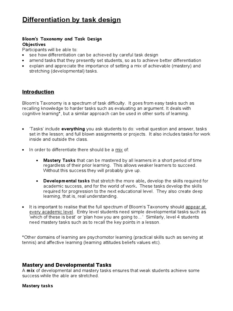 Differentiation by Task Design | PDF | Unemployment | Social Science