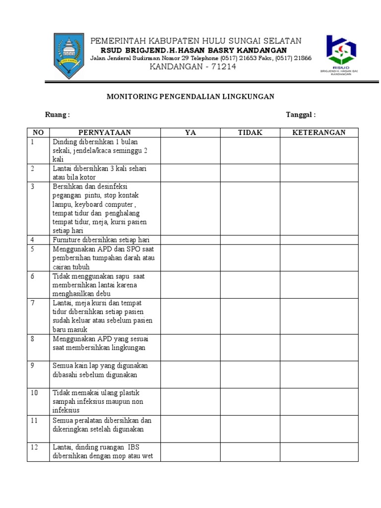 Ceklist Monitoring Lingkungan | PDF