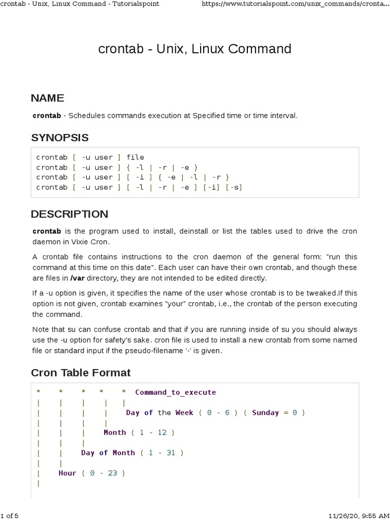 CronTab - Schedule Tasks in Linux | PDF | Computer Programming ...