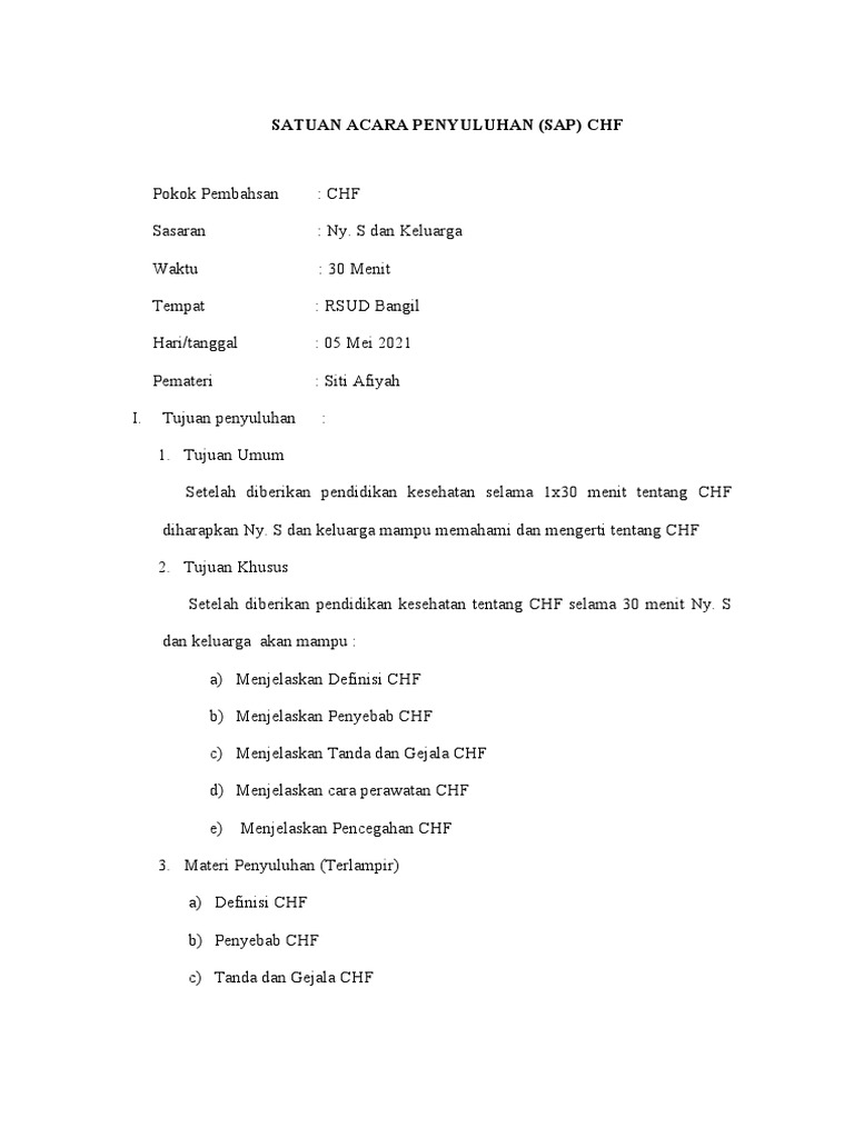 MENGERTIKAN CHF BAGI PASIEN DAN KELUARGA | PDF