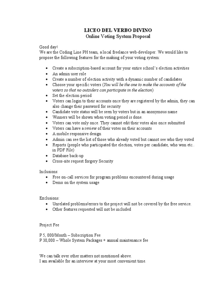 Project Proposal - Voting System | PDF