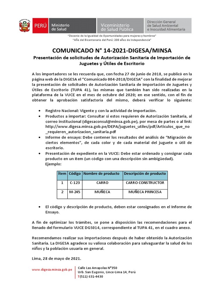 Comunicado - 14 2021 Digesa Minsa 01 | PDF | ciberespacio | Informática