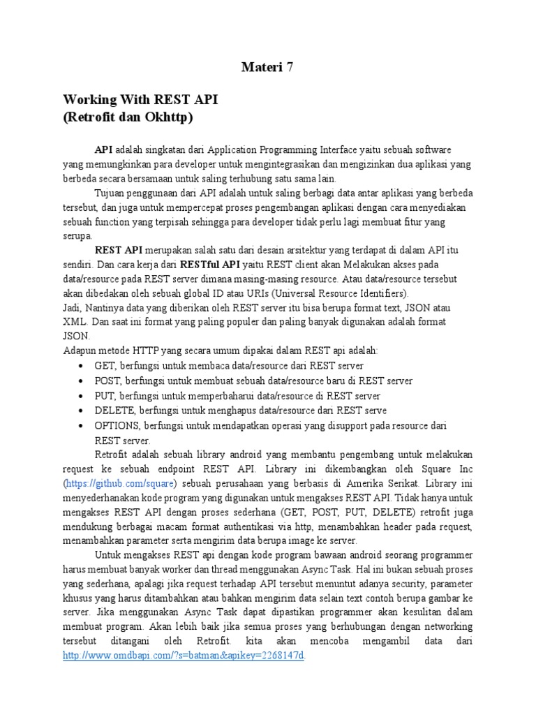 Materi 7 RestAPI | PDF | Komputer | Teknologi & Rekayasa