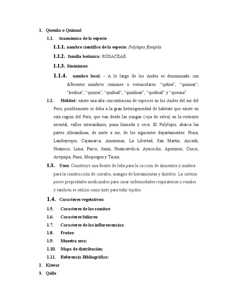 Queuña o Quinual | PDF