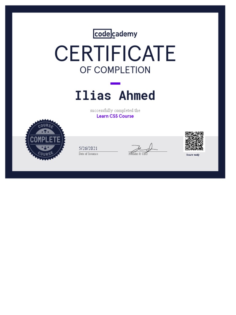 Ilias Ahmed - Codecademy | PDF