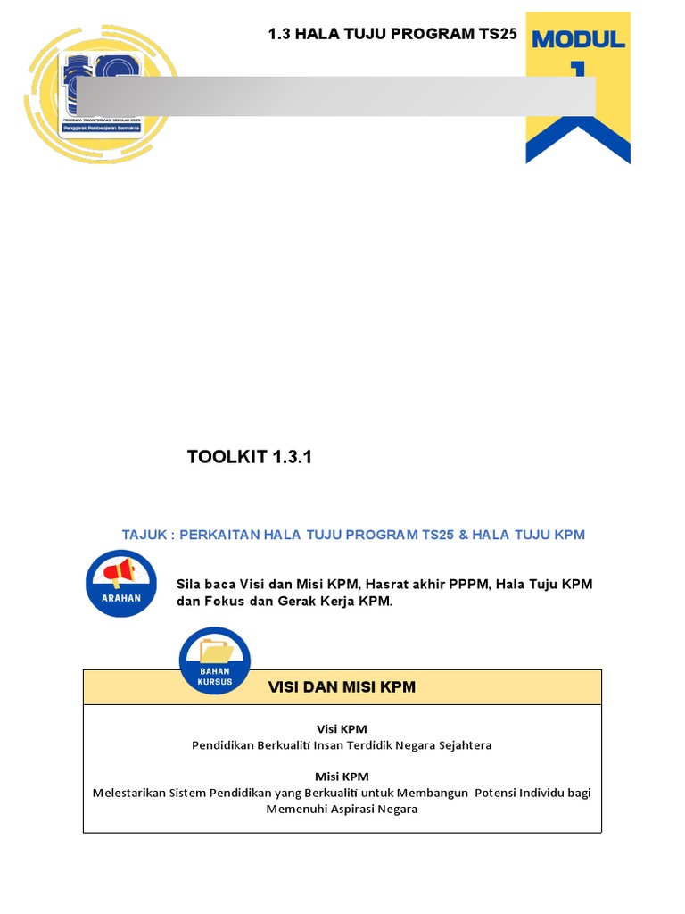 1.3.1 PERKAITAN HALA TUJU PROGRAM TS25 Vs HALA TUJU KPM | PDF