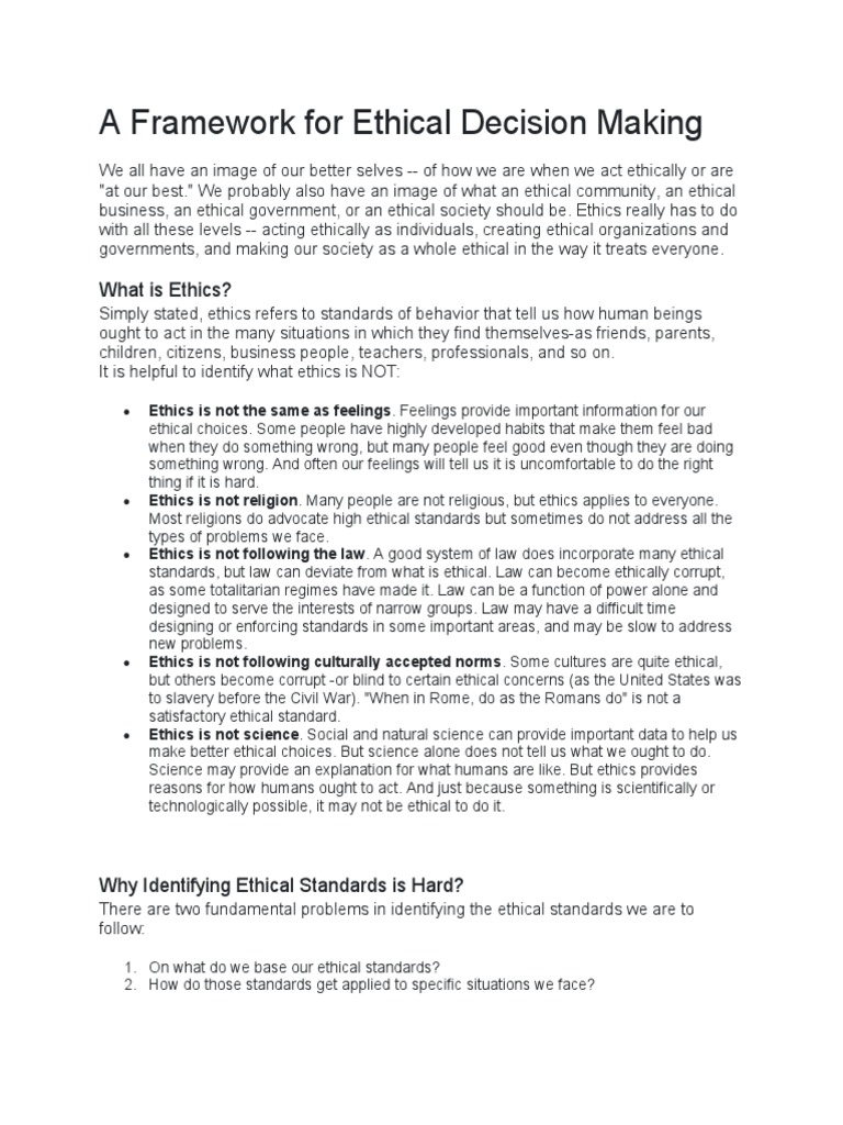 A Framework For Ethical Decision Making | PDF | Rights | Virtue