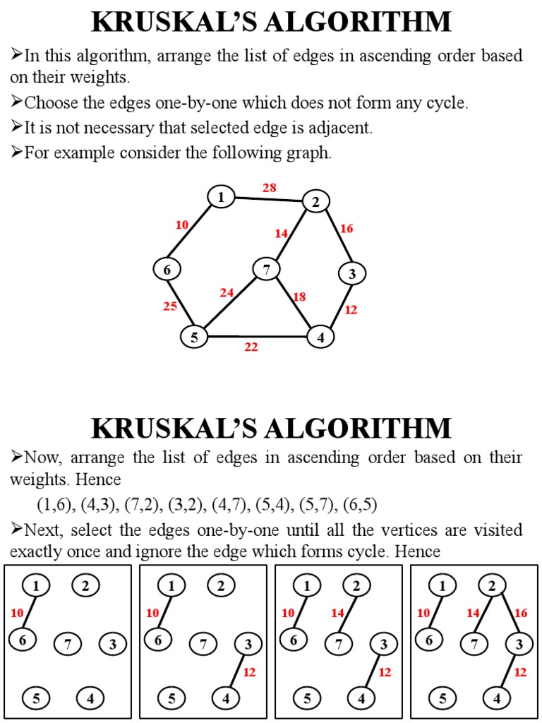 3.4.1 Kruskal's Algorithm | Download Free PDF | Algorithms | Algorithms And Data Structures