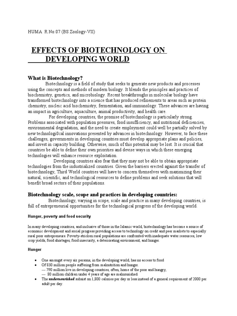Effects of Biotechnology On Developing World | PDF | Genetically ...