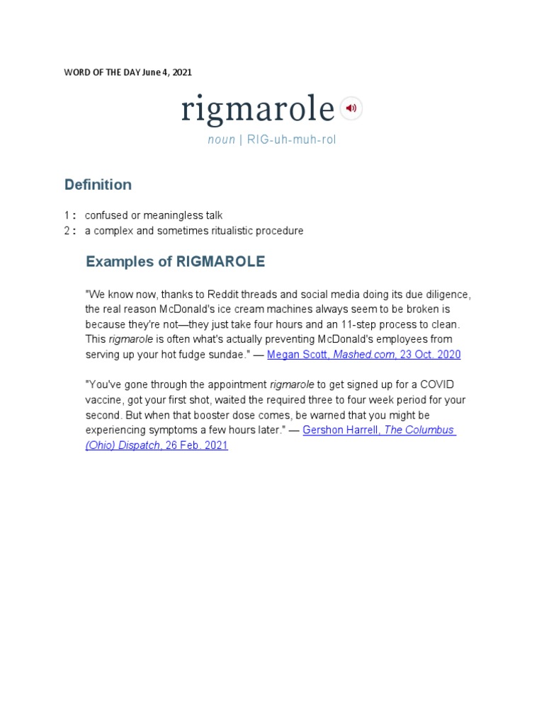 Understanding Rigmarole: Definition & Examples | PDF