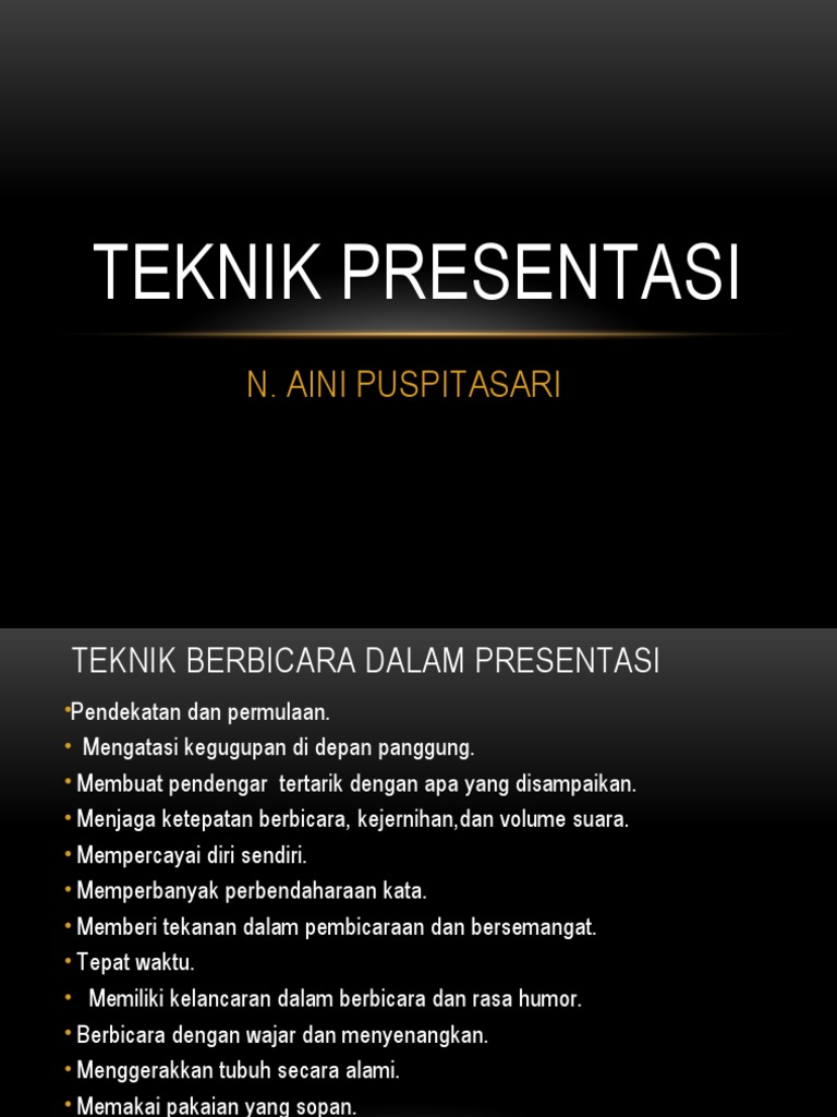 Teknik Presentasi | PDF | Karier & Perkembangan | Pengembangan Diri