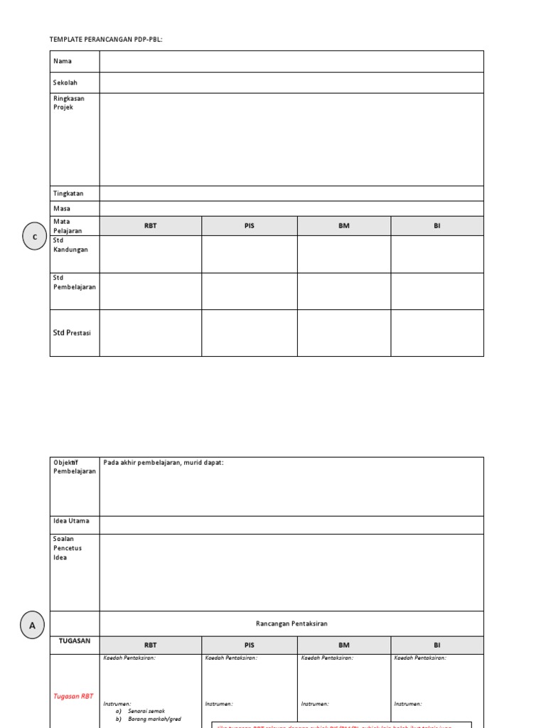 Template Perancangan PDP-PBL | PDF