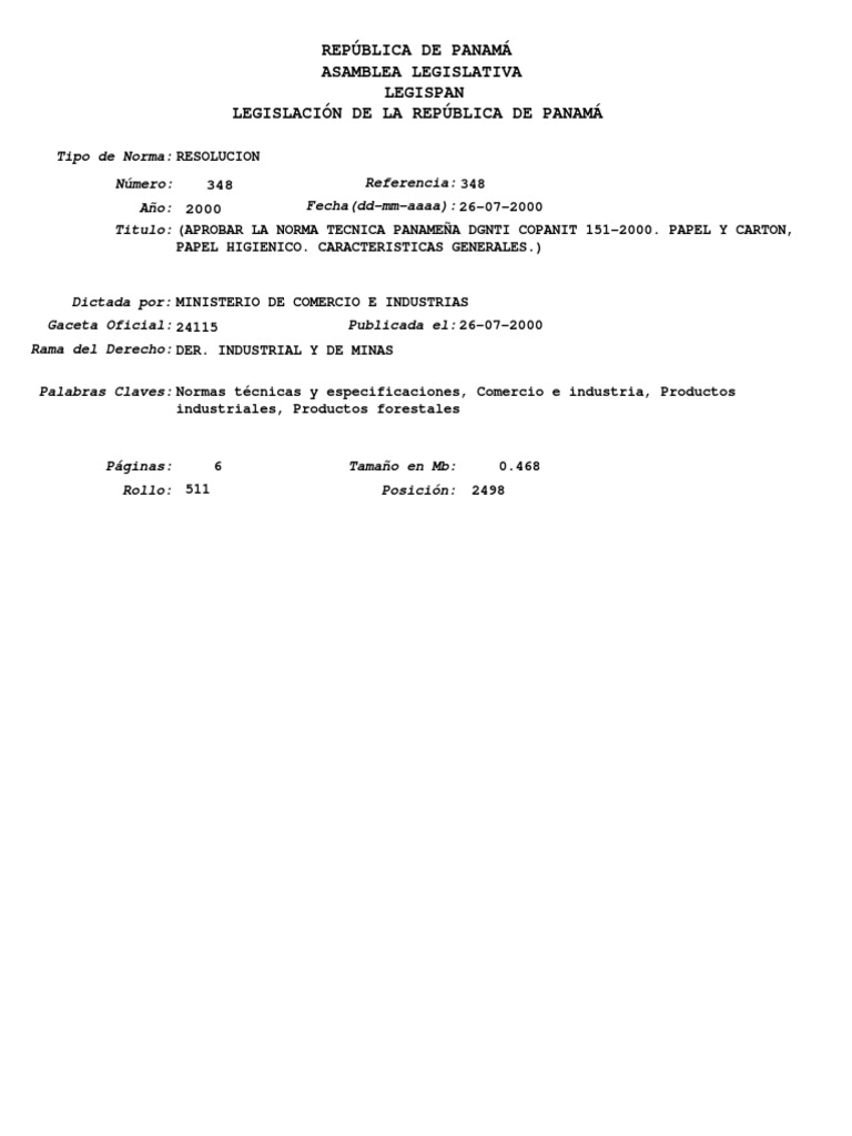 Norma Técnica DGNTI-COPANIT 151-2000 | PDF