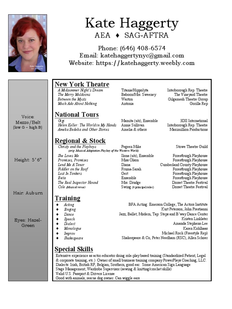 Kate Haggerty Acting Resume 2021 | PDF | Oral Literature | Entertainment