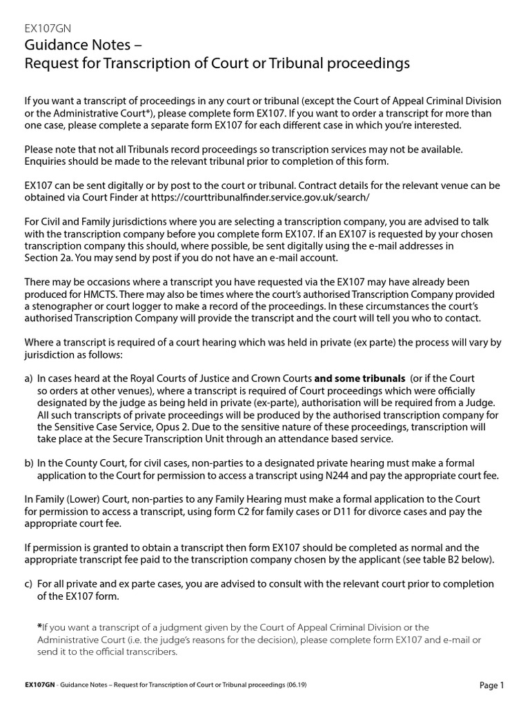 Guidance on Requesting Transcripts from Court or Tribunal Proceedings ...