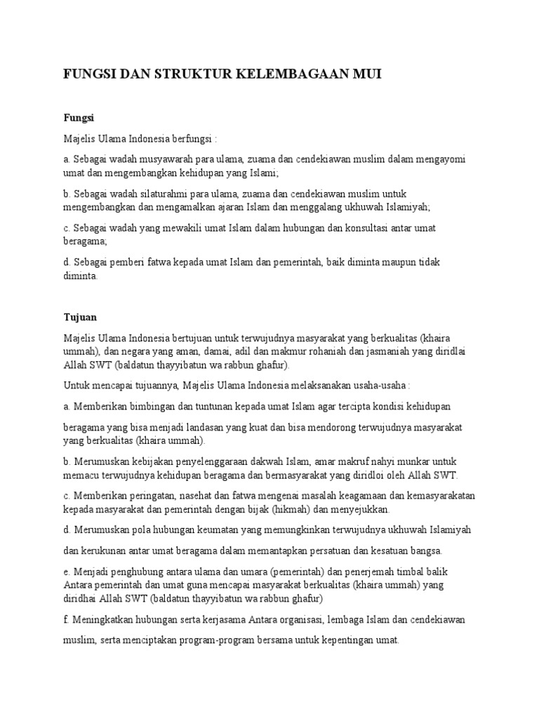 Struktur Kelembagaan MUI-Riska | PDF