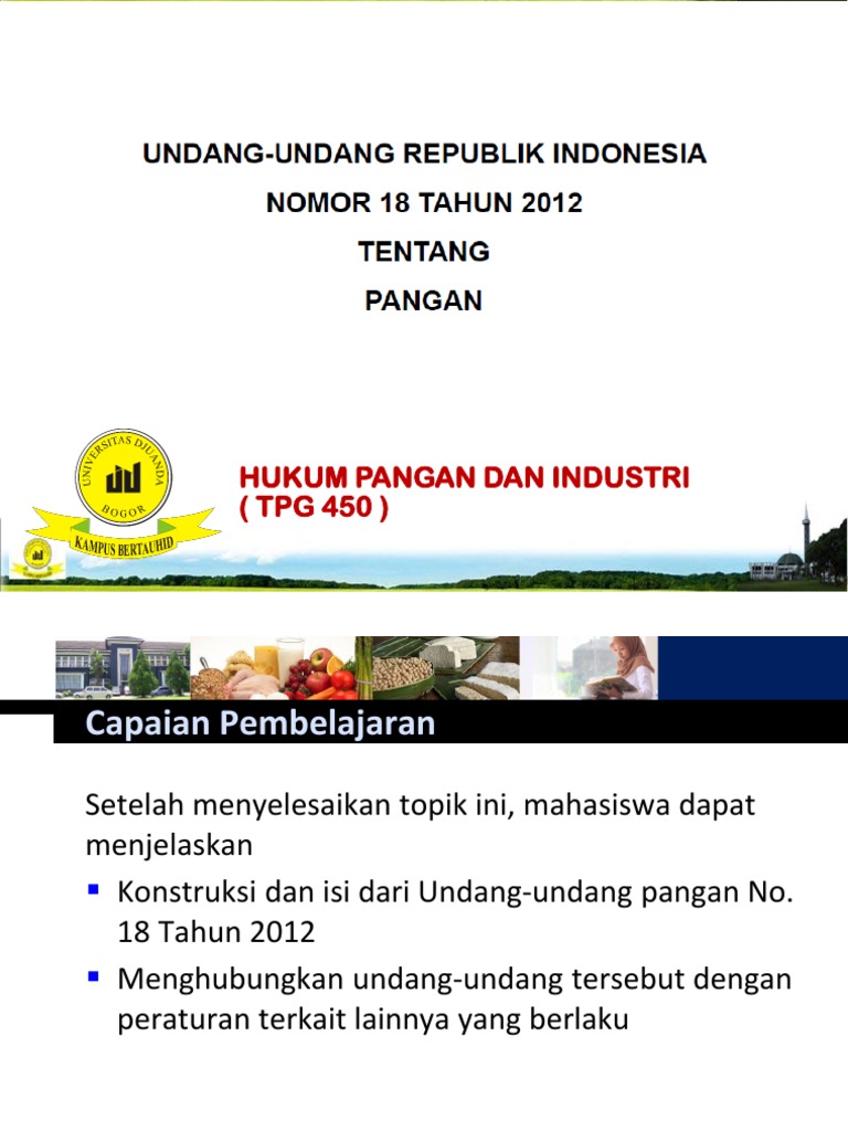 UU No 18 Tahun 2012 TTG Pangan | PDF