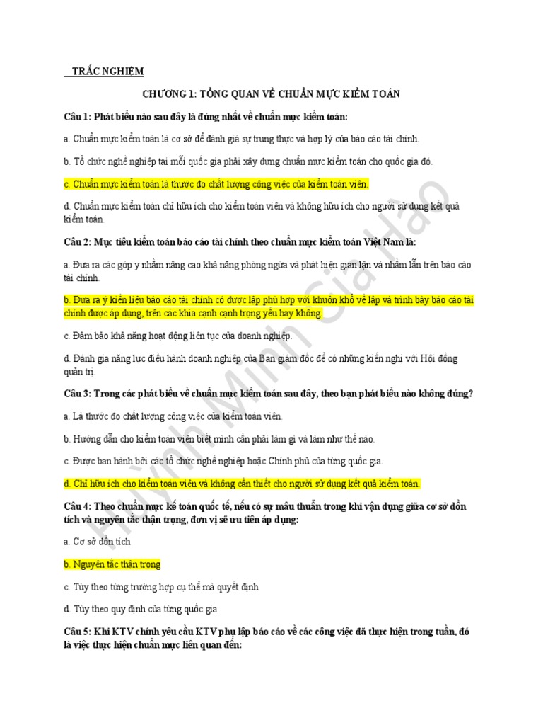 Đề Kiểm toán BCTC 1 | PDF