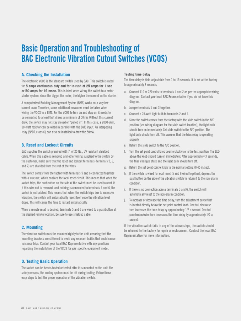 Basic Operation and Troubleshooting of BAC Electronic Vibration Cutout Switches (VCOS) | PDF ...