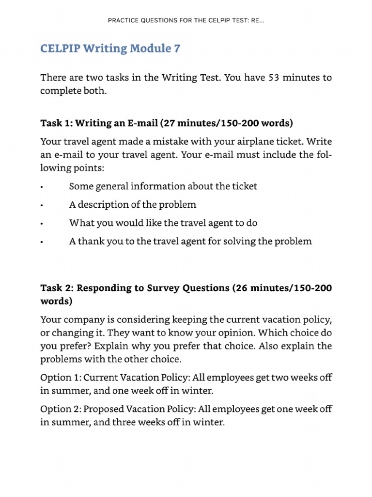 Celpip Writing Vol 2 Module 7 | PDF
