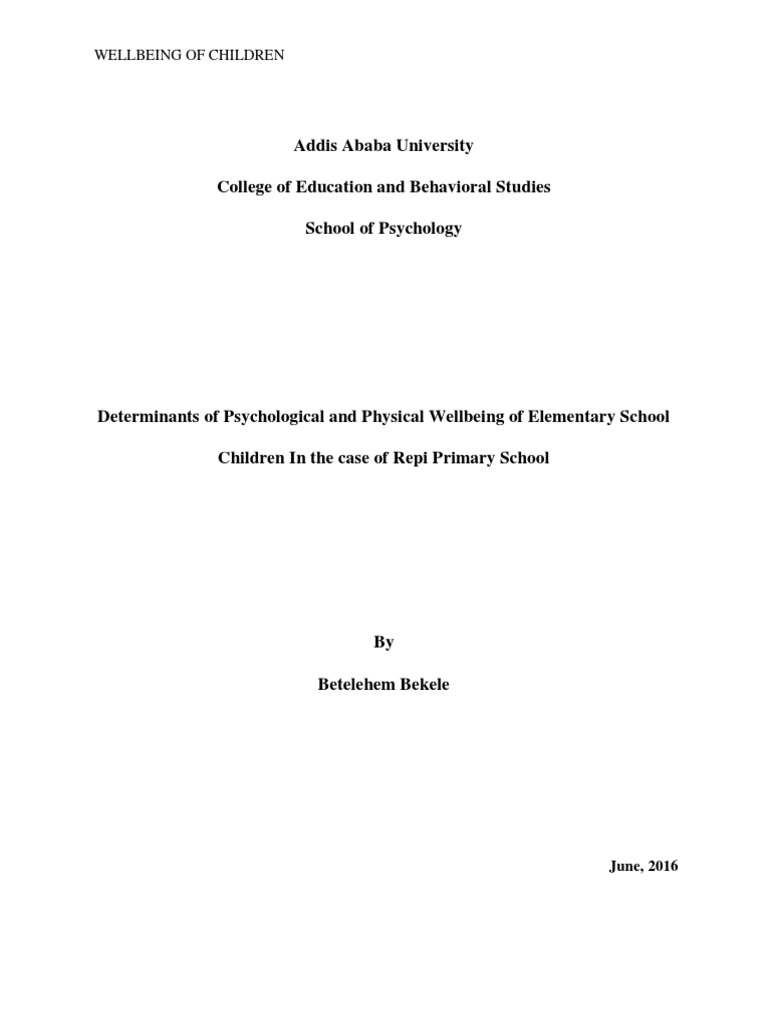 Betelehem Bekele | PDF | Well Being | Quality Of Life