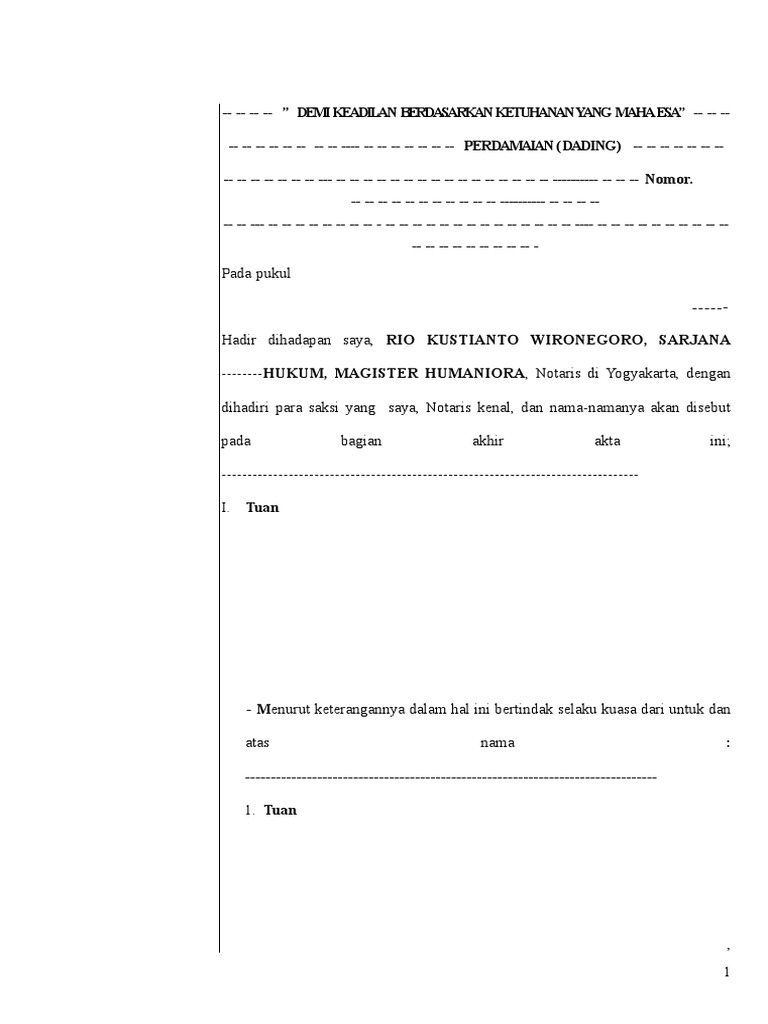 Akta Perdamaian Jual Beli Tanah Yogyakarta | PDF