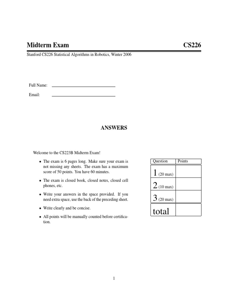 1 2 3 Total: Midterm Exam CS226 | PDF | Kalman Filter | Matrix ...